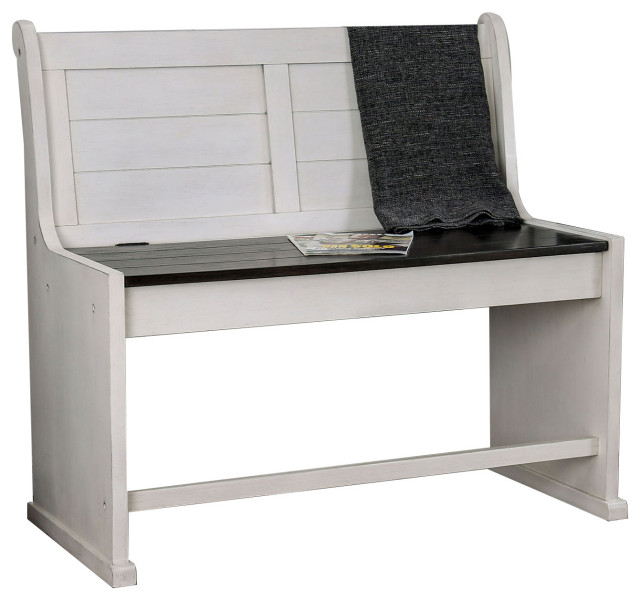 Wooden Counter Height Bench With Lift Top Seat, White and Black ...