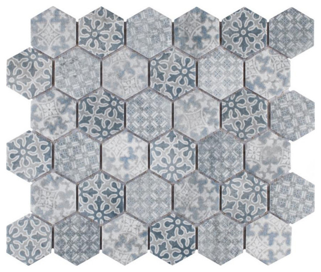 Tribeca 2" Hex Porcelain Mosaic Floor Wall Tile, Sample - Contemporary ...