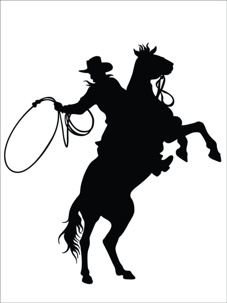 Cowboy & Horse Western Animal Vinyl Decal, 21x21", 21X21 - Southwestern ...