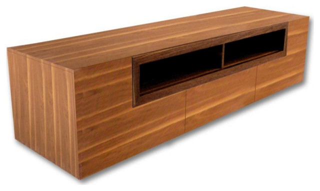 Biagio Tv Stand, Walnut and 3 Soft, Closing Drawers - Transitional ...