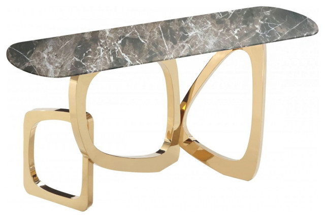 Chanel Console Table, Gold Lux Entryway Table, 55" Modern Sofa Table ...