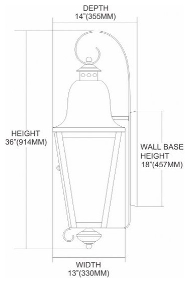Rectangular 4-Light Outdoor Wall Lantern Scrolling Arms, Traditional ...