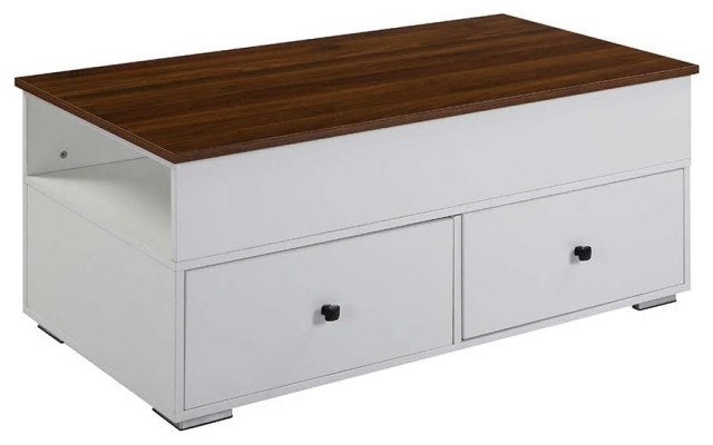 Contemporary Coffee Table, Bottom Drawers & Side Open Compartment ...