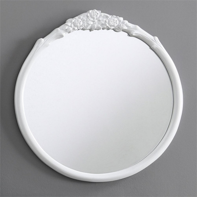 Coaster Sylvie Glass French Provincial Round Wall Floor Mirror White ...