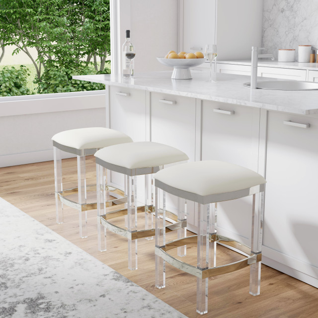 Butler Jordan Acrylic and White Leather Counter Stool - Contemporary ...