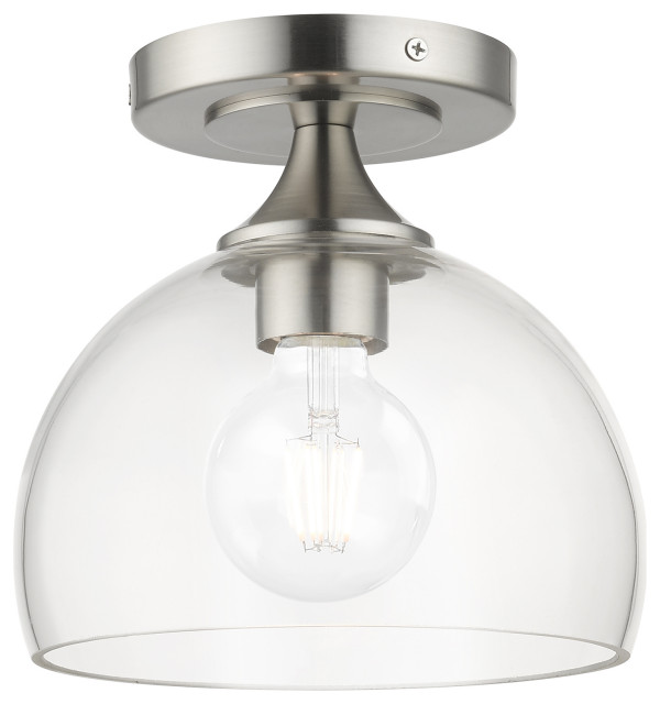 1 Light Brushed Nickel Semi-Flush - Transitional - Flush-mount Ceiling ...