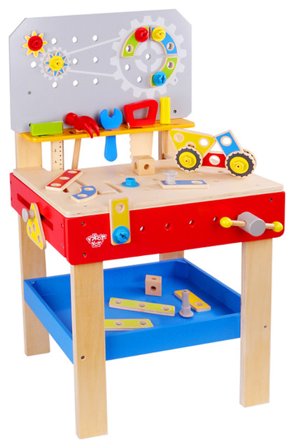 Tooky Toy Fun and Educational Wooden 48-Piece Work Bench Set ...