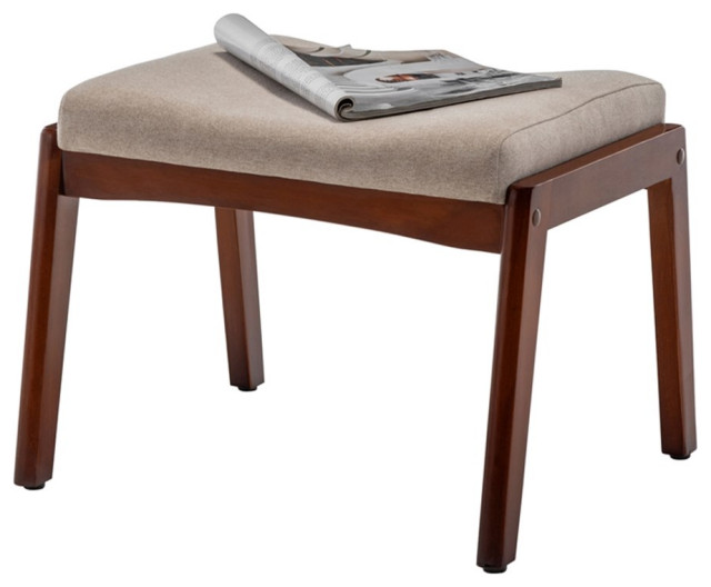 Designs4Comfort Natalie Accent Ottoman Stool in Cream Fabric and ...