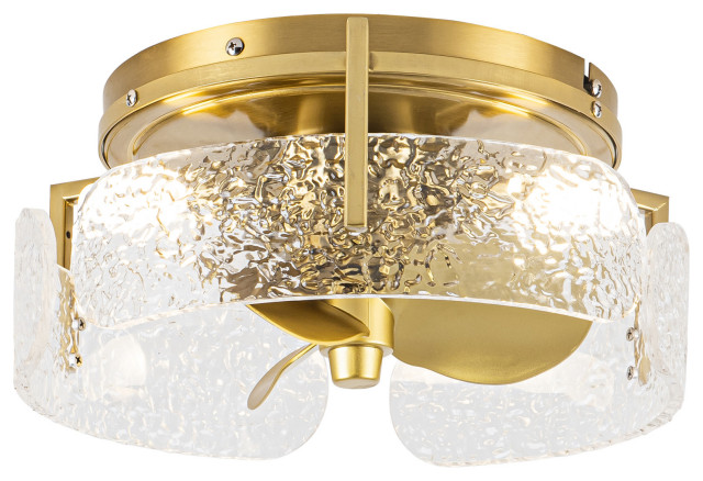 12.7-inch Modern Gold Small Flush Mount Ceiling Fan - Transitional ...