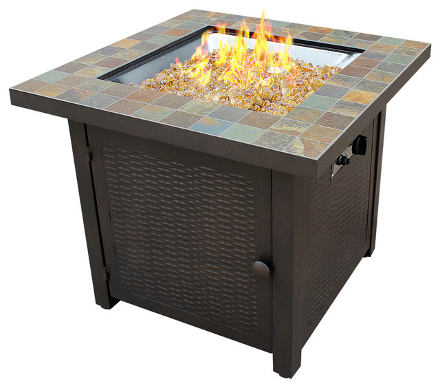 Square Slate Fire Pit, Bronze - Transitional - Fire Pits - by AZ Patio ...