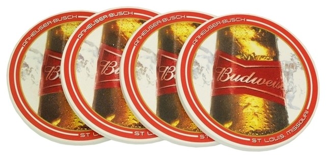 Budweiser Absorbent Coaster Set - Contemporary - Coasters - by Imtinanz ...