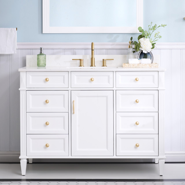 Elisa Freestanding Bath Vanity, Quartz Top, 48" - Transitional ...