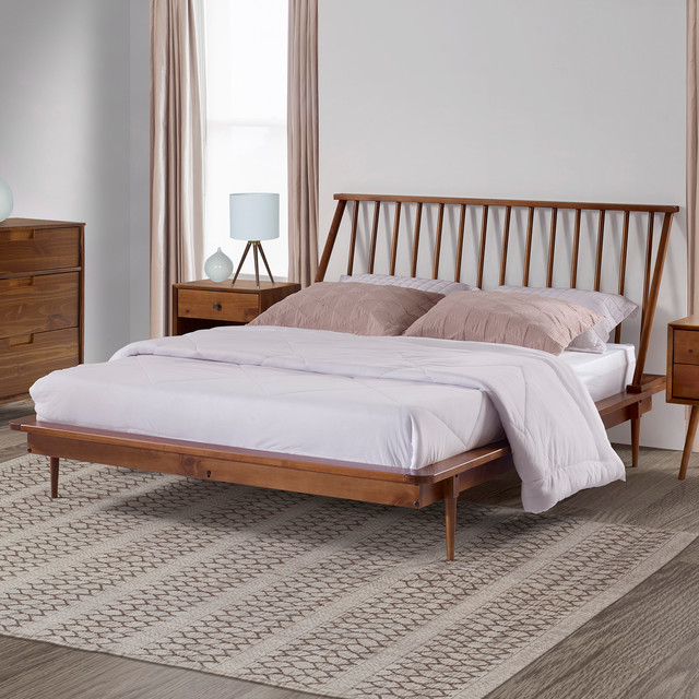 Modern Wood Queen Spindle Bed - Midcentury - Platform Beds - by Walker ...