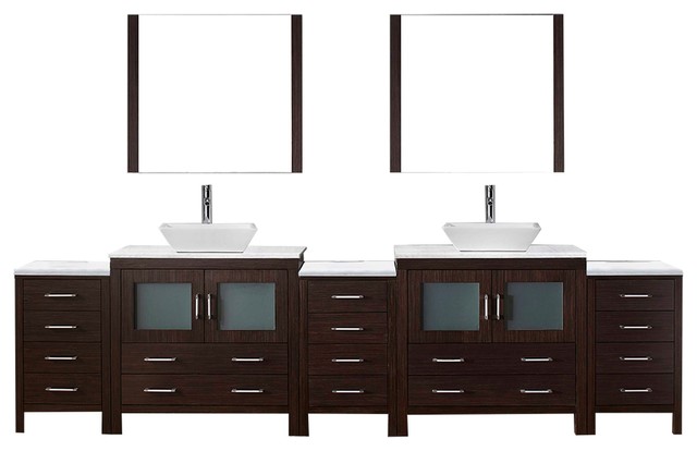Dior 110" Double Bathroom Vanity Set, Espresso, 118" - Modern ...