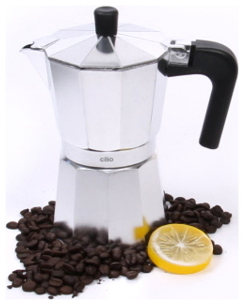 Cilio Classico Induction Ready Espresso Maker with Red Espresso Cup ...