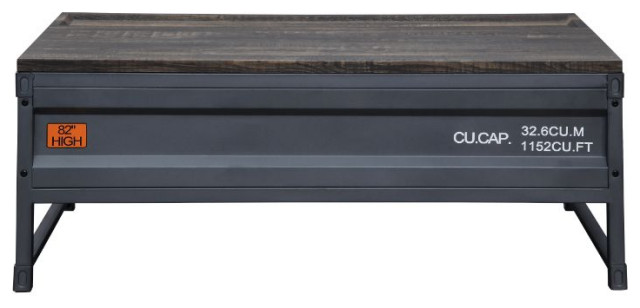 Acme Cargo Lift-Top Coffee Table Weathered Oak and Gunmetal Finish ...