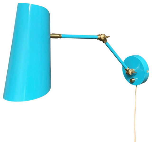 Logan LED Wall Swing Lamp in Azure/Satin Brass - Contemporary - Swing ...