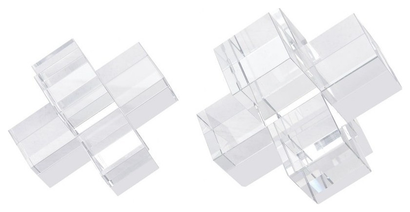 Abstract Clear Cube Bookend Made Of Crystal In A Clear Finish ...