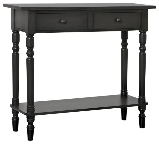 Transitional Console Table, Turned Legs With Shelf & 2 Spacious Drawers ...