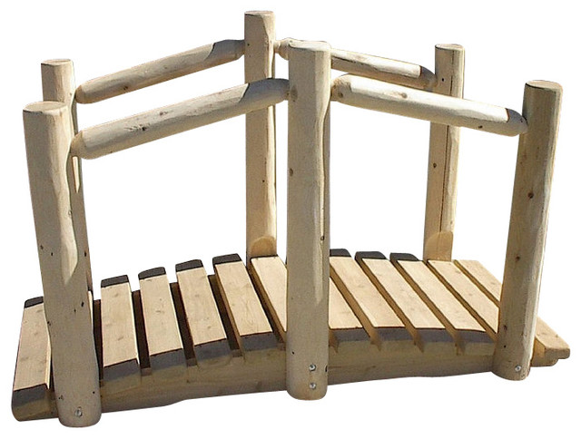 Rustic White Cedar Log Bridge, 6 Foot - Rustic - Garden Statues And ...