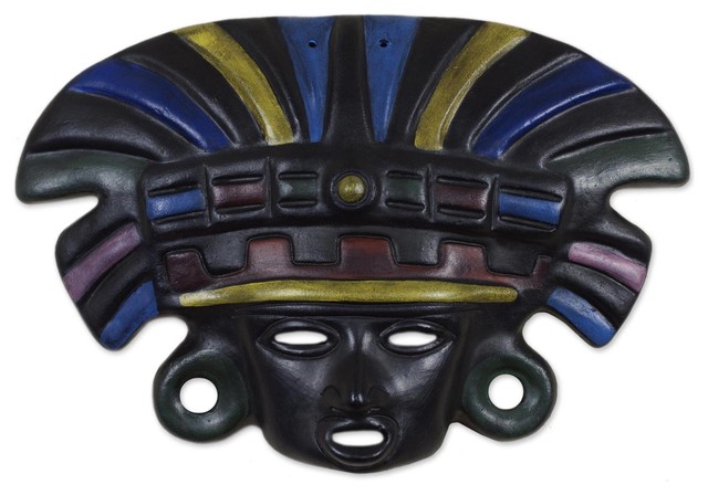Novica Aztec Warrior Ceramic Mask - Tropical - Wall Sculptures - by ...