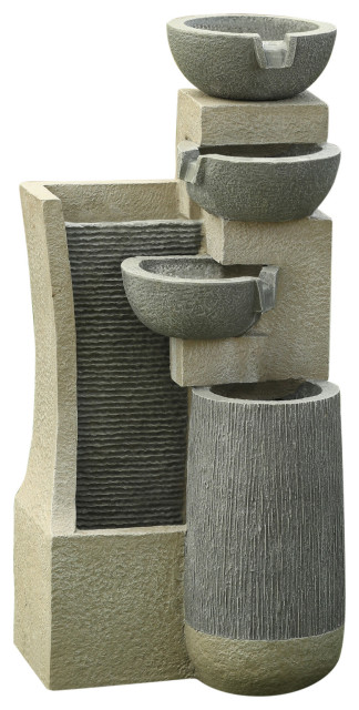 Resin Tiered Pots and Columns Outdoor Fountain - Transitional - Outdoor ...