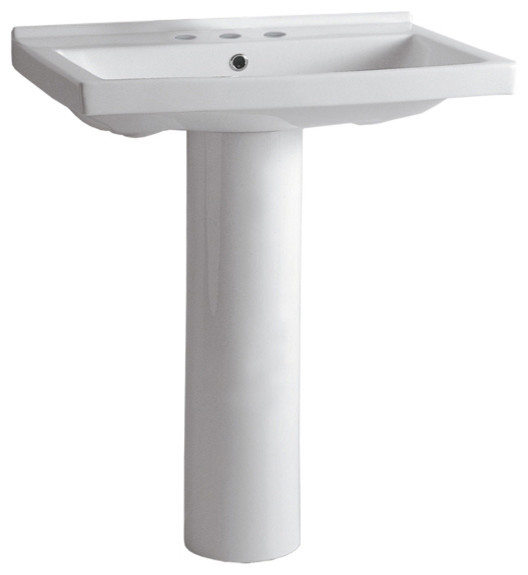 Basin with Faucet, Chrome Overflow and Rear Center Drain - Contemporary ...