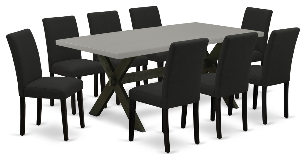 9-Piece Kitchen Table Set, 8 Chairs and Dinner Table, Black ...