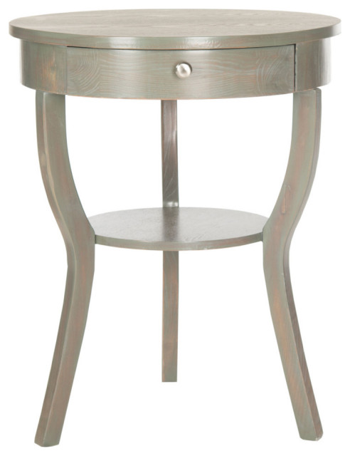 Adelaide Round Pedestal End Table With Drawer Ash Gray - Farmhouse ...
