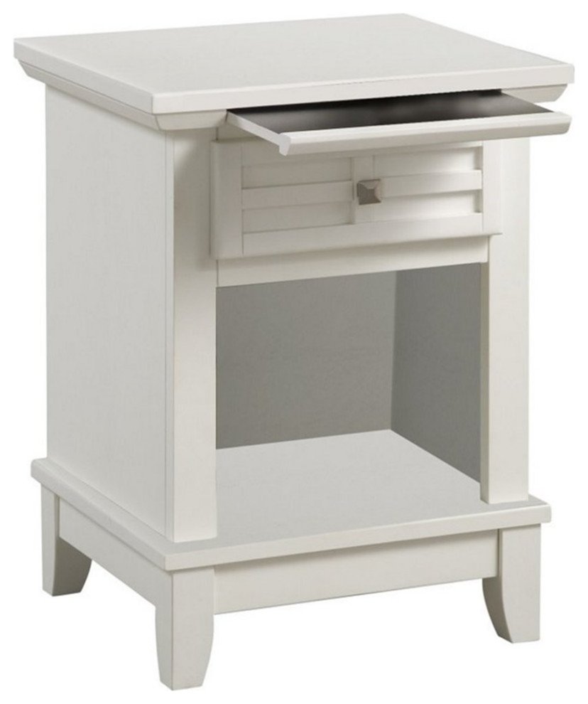 Catania Off White Finish Wood Nightstand with Slide-out Shelf ...