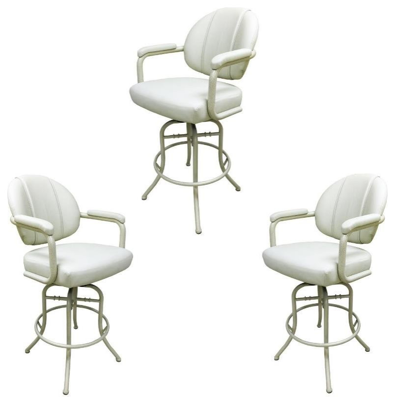 Home Square 3 Piece Vinyl Swivel Tilt Counter Stool Set in Beige ...