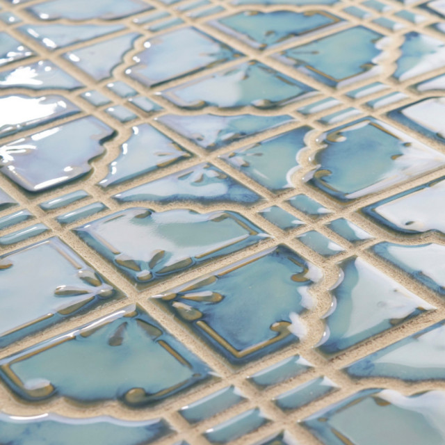 Moonbeam Diva Porcelain Mosaic Floor and Wall Tile Sample, Azure ...