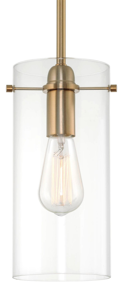 Kira Home Inara 11" Pendant Light, Glass Cylinder Shade, Adjustable ...