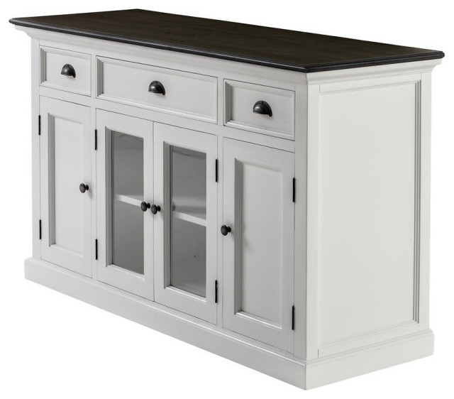 Two-Tone Classic Buffet With Glass Doors and Drawers, Belen Kox ...