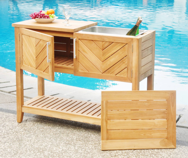 Ventura Teak Console Table - Outdoor, Bar, Patio Serving Area Ample ...