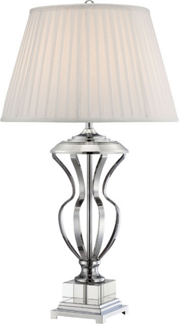 Lite Source Table Lamp, Chrome, White Pleated Fabric Shade ...