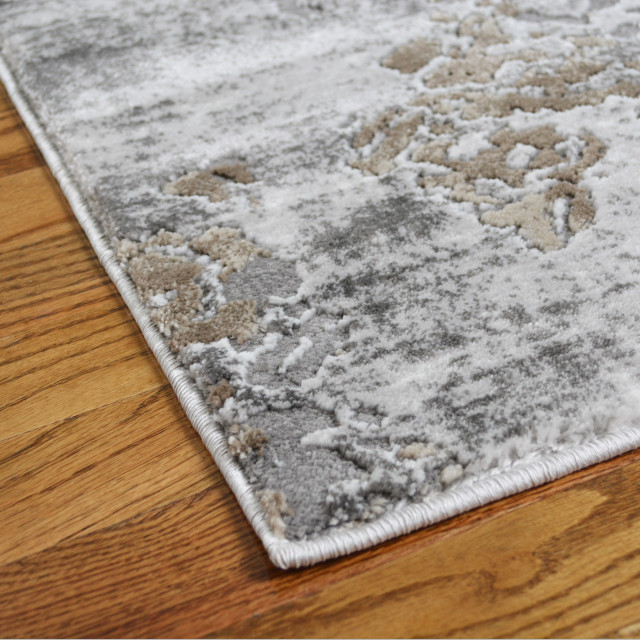 Everest Ironsides Gold Transitional Area Rug, 7'10" Round ...