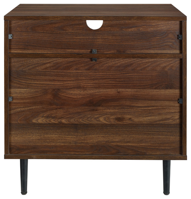 25" Modern Storage Side Table, Dark Walnut - Midcentury - Nightstands ...