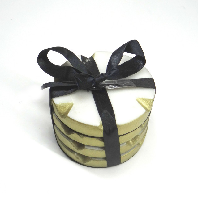 Marble Coaster Set of 4 with Gold Edged - Contemporary - Coasters - by ...
