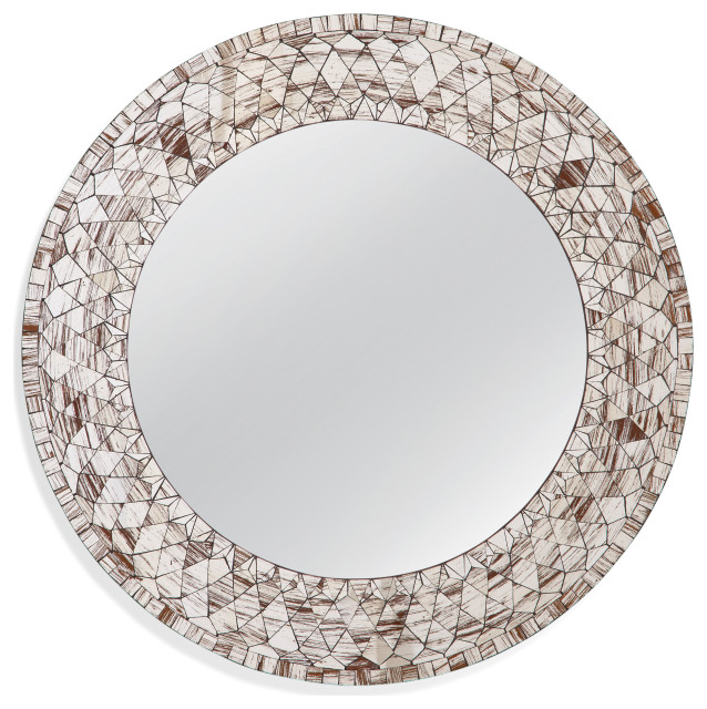 Teach MDF Off-White Wall Mirror, W 2 x D 32 x H 32 - Farmhouse - Wall ...