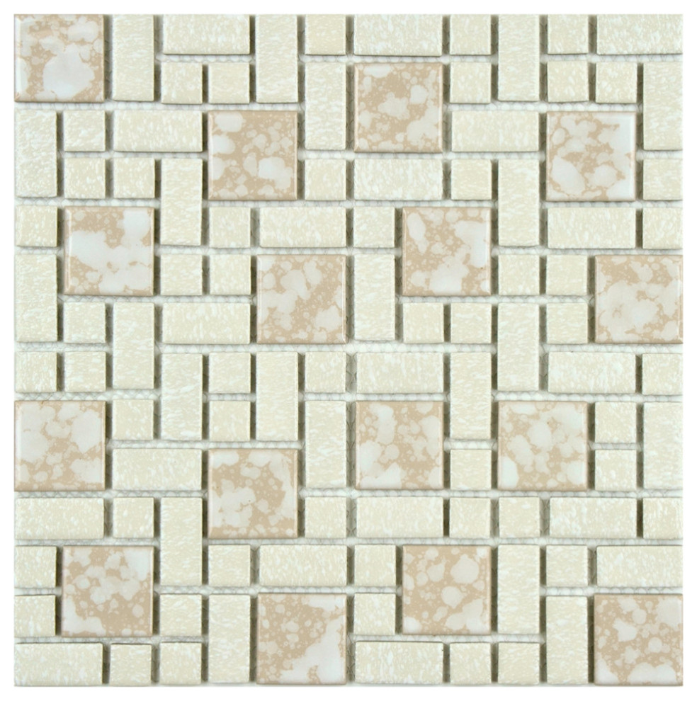 University Porcelain Mosaic Floor and Wall Tile, Bone, Sample ...