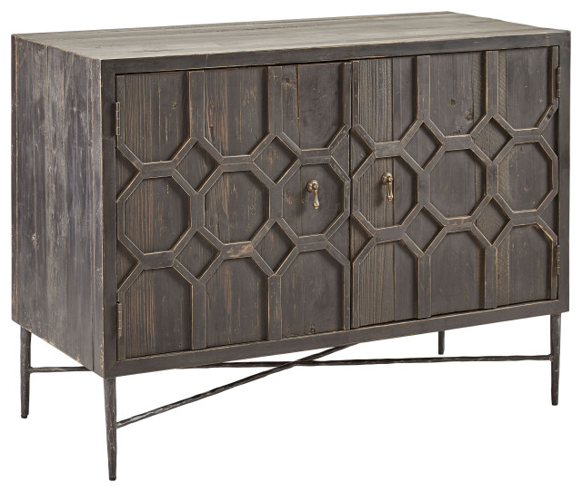 Cable Iron & Pine Geometric Pattern Cabinet in Rubbed Finish ...