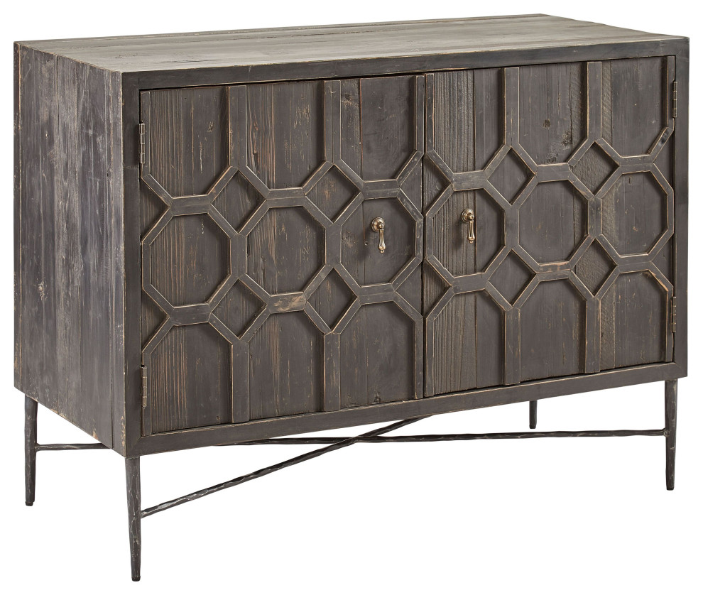 Cable Iron & Pine Geometric Pattern Cabinet in Rubbed Finish ...