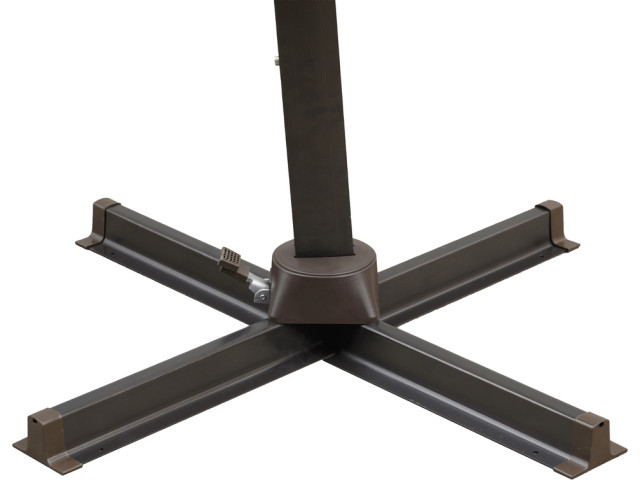 10' Tan Polyester Square Tilt Cantilever Patio Umbrella With Stand ...