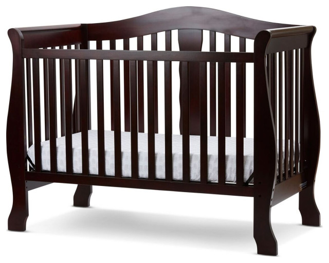 Benzara Wooden 4 in 1 Convertible Crib with Slatted Pattern, Cherry ...