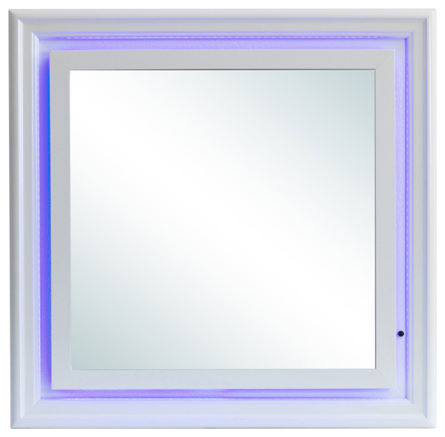 Lorana 38 in. x 38 in. Modern Square Framed Purple Dresser Mirror ...