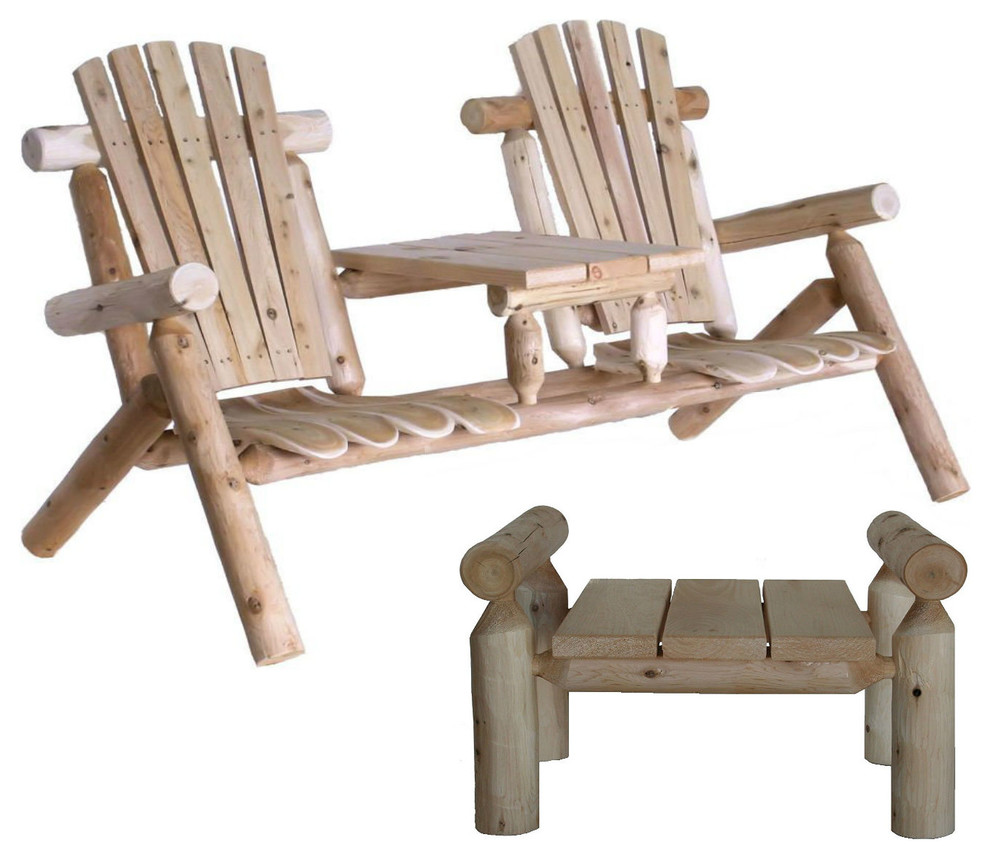 Tete-A-Tete Patio Chairs With Ottoman - Rustic - Outdoor Lounge Sets ...