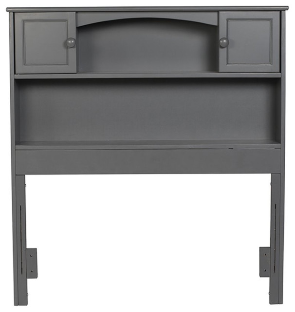 Bowery Hill Farmhouse Solid Wood Bookcase Full Headboard in Gray ...