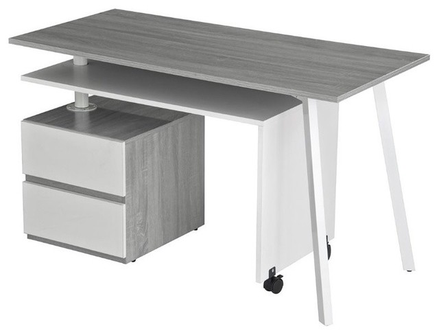 Scranton & Co Contemporary Wood Rotating Modular Computer Desk in Gray ...
