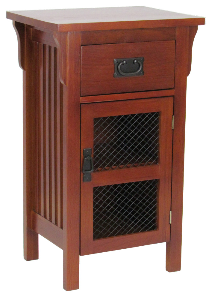 1 Drawer Mission Style Cabinet with Rectangular Top and Slatted Sides ...